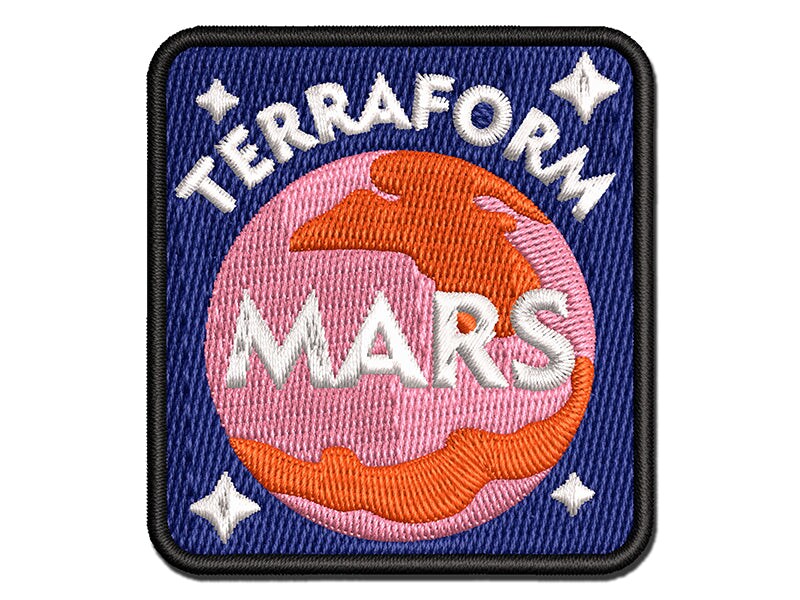 Terraform Mars Planet Space Earth Multi-Color Embroidered Iron-On or Hook & Loop Patch Applique ...
