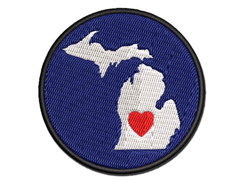 Michigan State with Heart Multi-Color Embroidered Iron-On or Hook ...