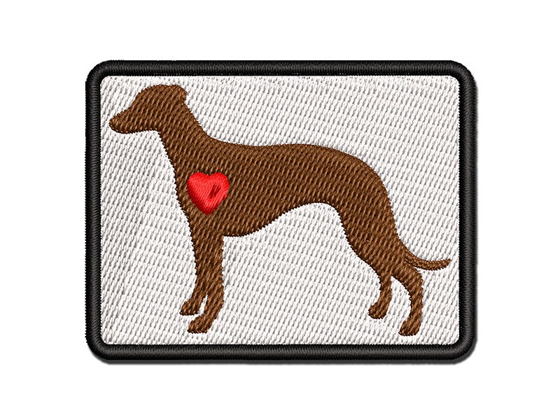 Whippet Dog with Heart Multi-Color Embroidered Iron-On or Hook & Loop ...