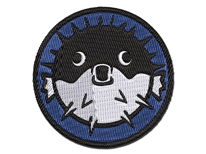 Startled Puffer Fish Multi-Color Embroidered Iron-On or Hook & Loop ...