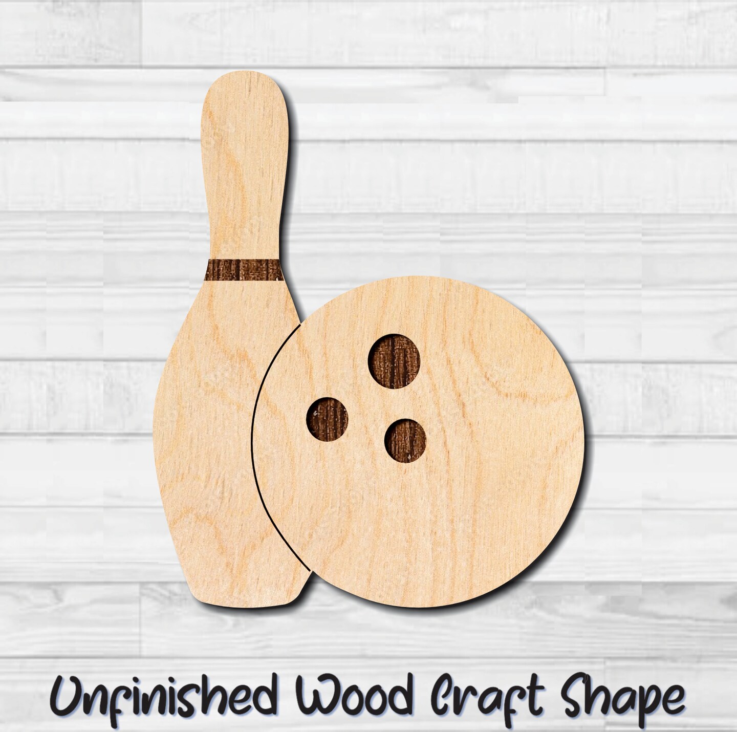 Bowling Pin Ball Unfinished Wood Shape Blank Laser Engraved Cutout ...