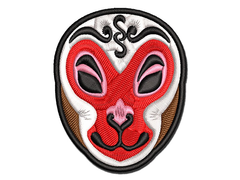 Monkey King Chinese Opera Mask Multi-Color Embroidered Iron-On or Hook ...
