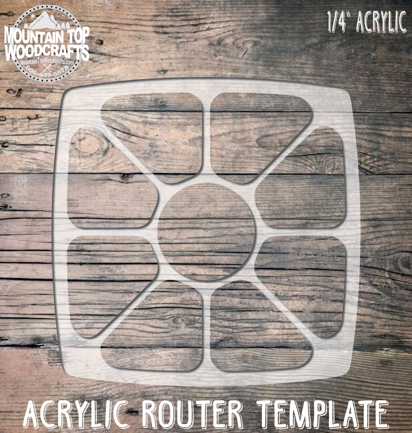Square 8 Section Tray ~ Acrylic Inlay Wood Router Template Stencil ...