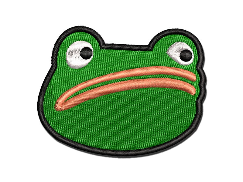 Wary and Suspicious Frog Toad Head Multi-Color Embroidered Iron-On or ...