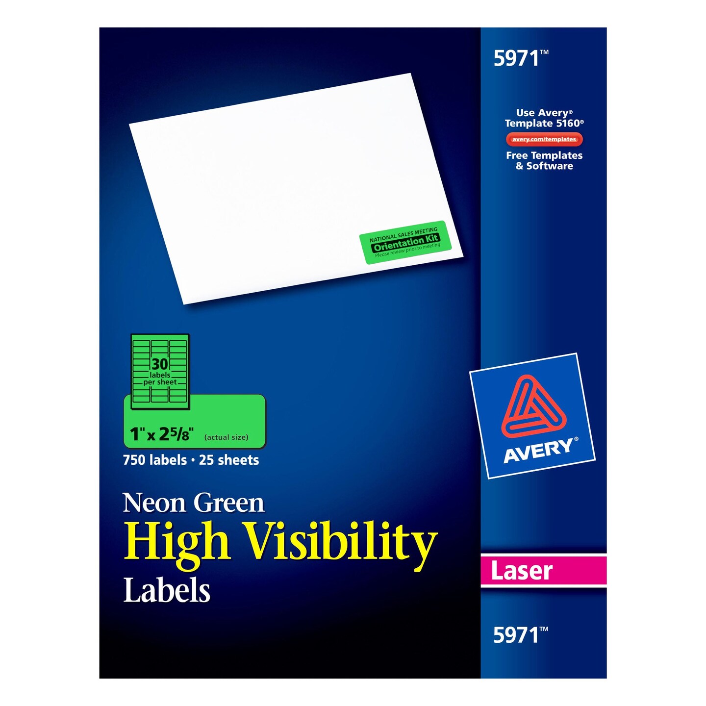 High-Visibility Labels, Permanent Adhesive, Neon Green, 1" x 2-5/8 ...