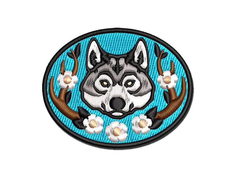 Regal Floral Wreath Wolf Wolves Head with Flower Antlers Multi-Color ...