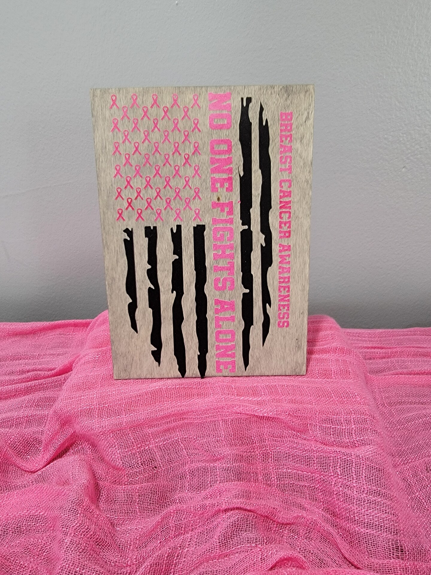 Breast Cancer Flag Sign. No One Fights Alone Breast Cancer awareness ...