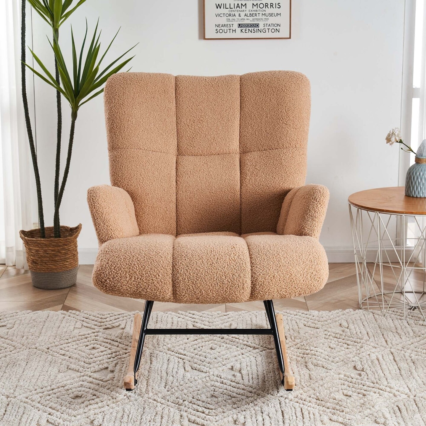 Teddy Velvet Rocking Chair Nursery Glider Soft Accent Chair Wingback 33.5 H Michaels