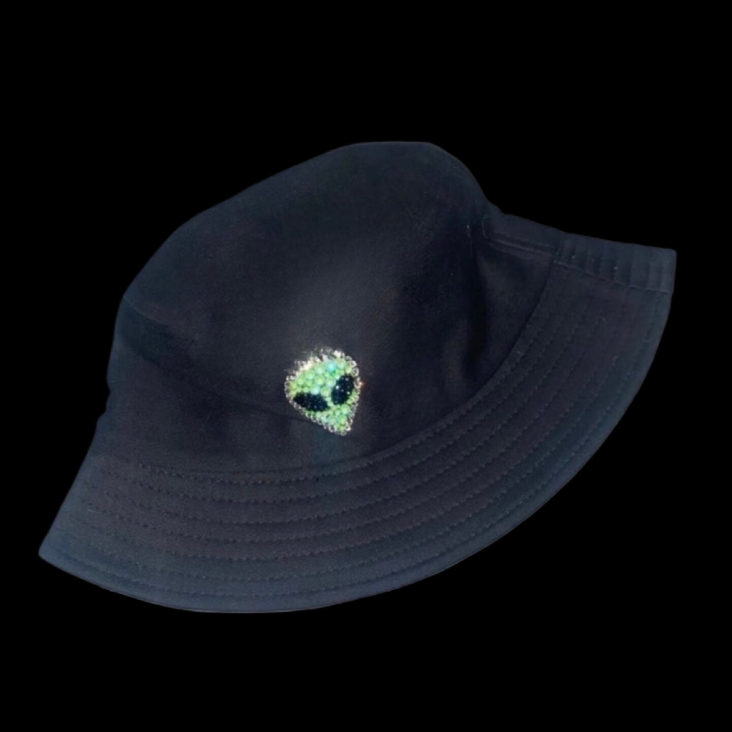 Alien UFO Design Luxe Crystal Sparkly Black Bucket Hat | MakerPlace by ...