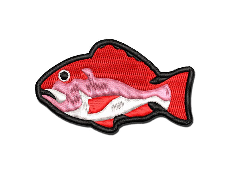 Red Snapper Fish Seafood Multi-Color Embroidered Iron-On or Hook & Loop ...