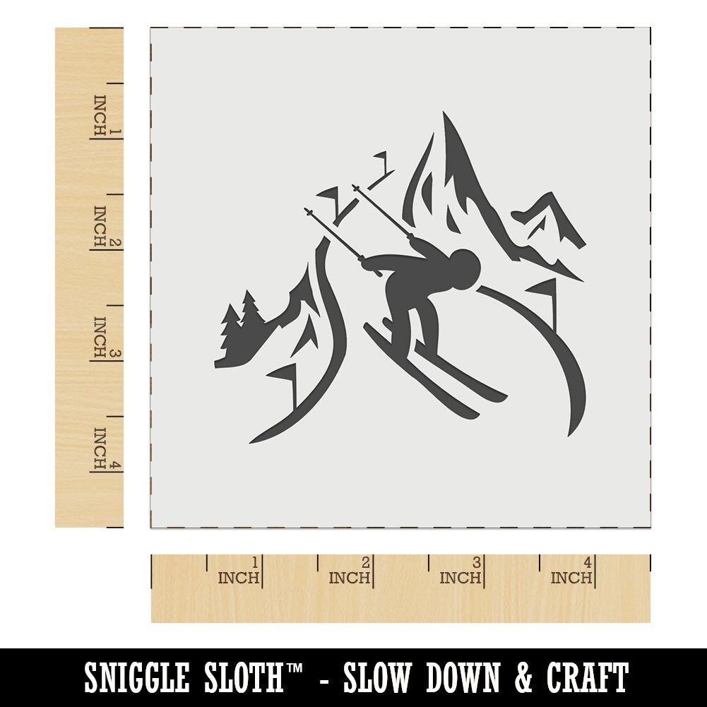 Skier Skiing Down Mountain Slopes Wall Cookie DIY Craft Reusable ...