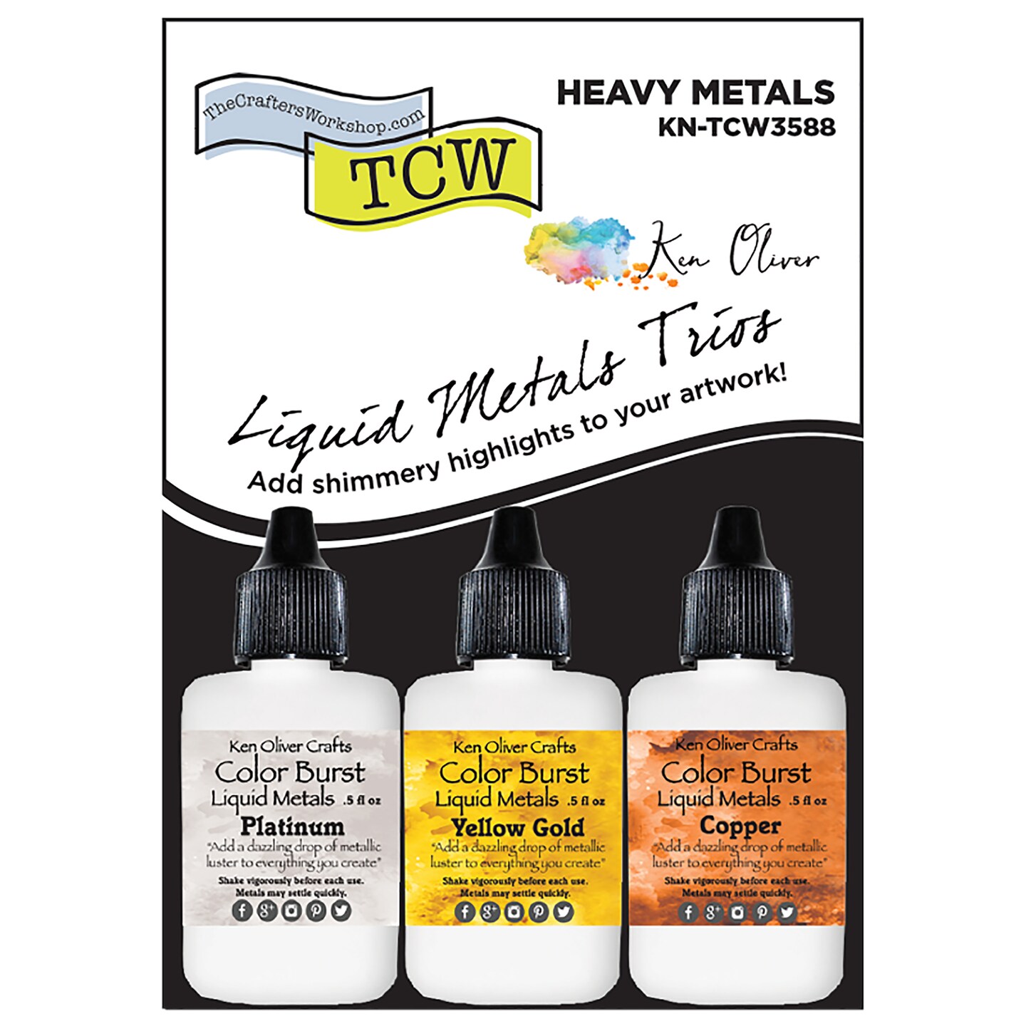 Ken Oliver Liquid Metal Watercolor Set, 3-Colors, Heavy Metals | Michaels