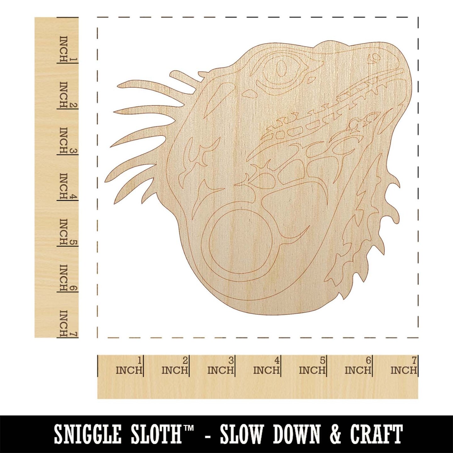 Spiny Green Iguana Lizard Head Unfinished Wood Shape Piece Cutout for ...