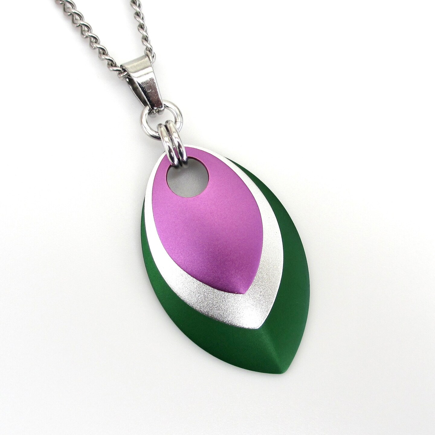 Genderqueer pride chainmail scale pendant, LGBTQ pride jewelry ...