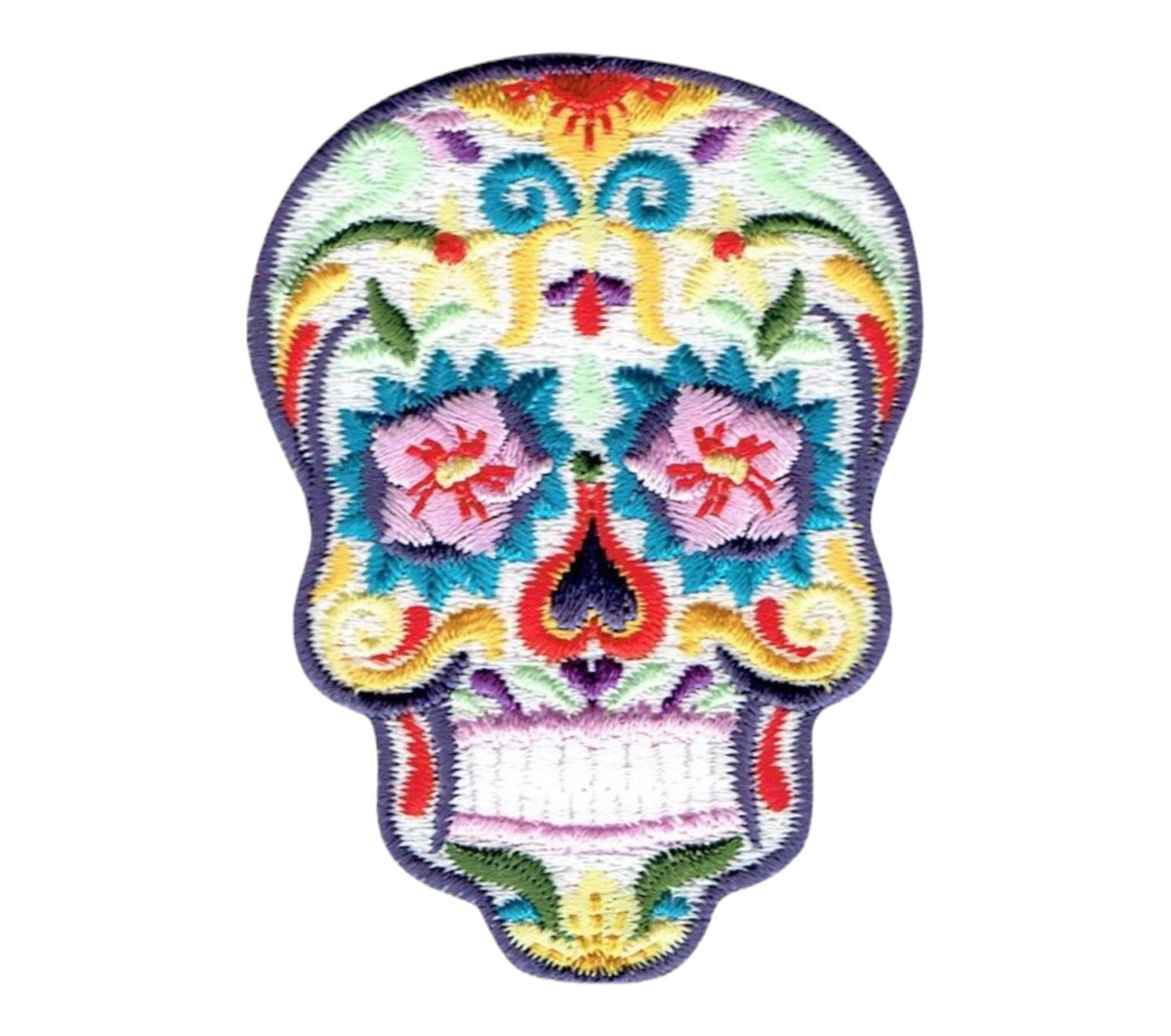 2.75" White Sugar Skull, Day of the Dead, Embroidered, Iron on Patch ...