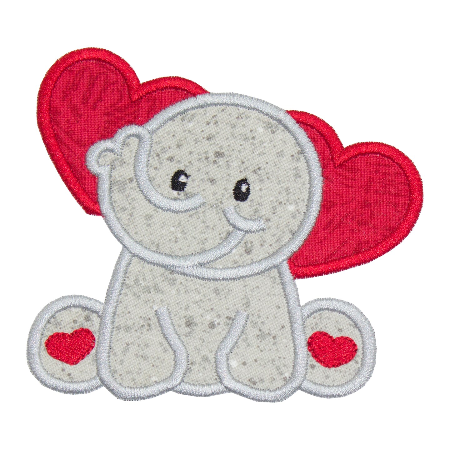 Elephant with Red Heart Shaped Ears Sew or Iron on Embroidered Patch ...
