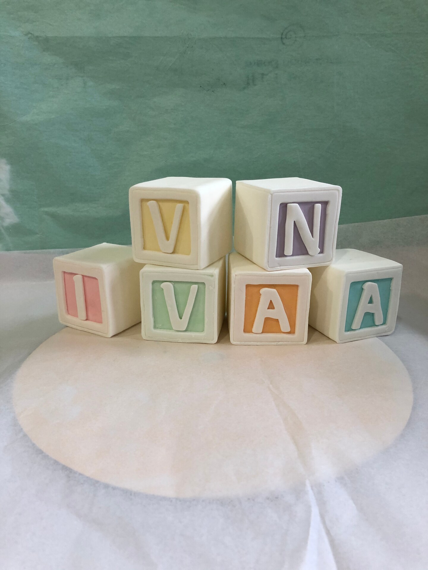Multi color letters blocks. Fondant cupcake or cake toppers ...