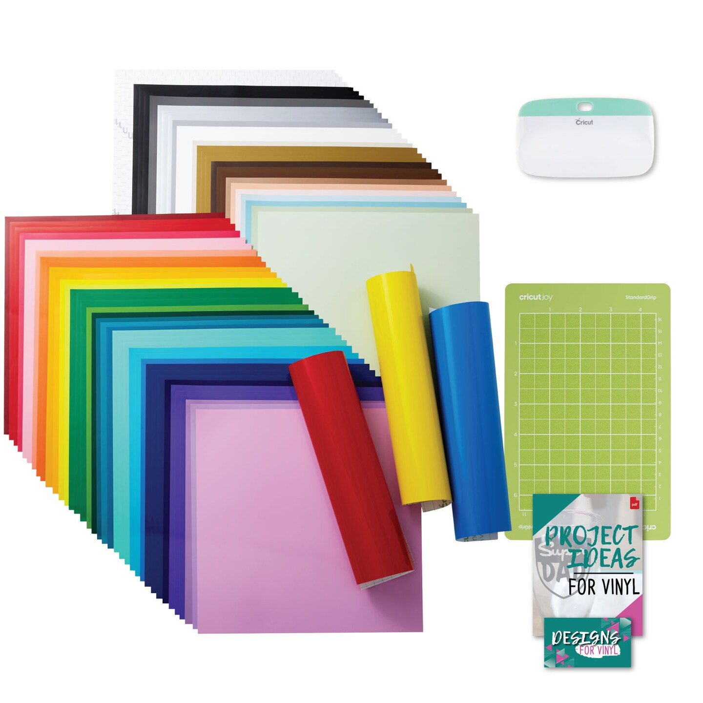 Cricut Permanent Vinyl 70ct Ultimate Sampler with Joy Standard Grip Mat ...