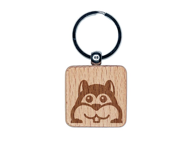 Peeking Chipmunk Engraved Wood Square Keychain Tag Charm | Michaels