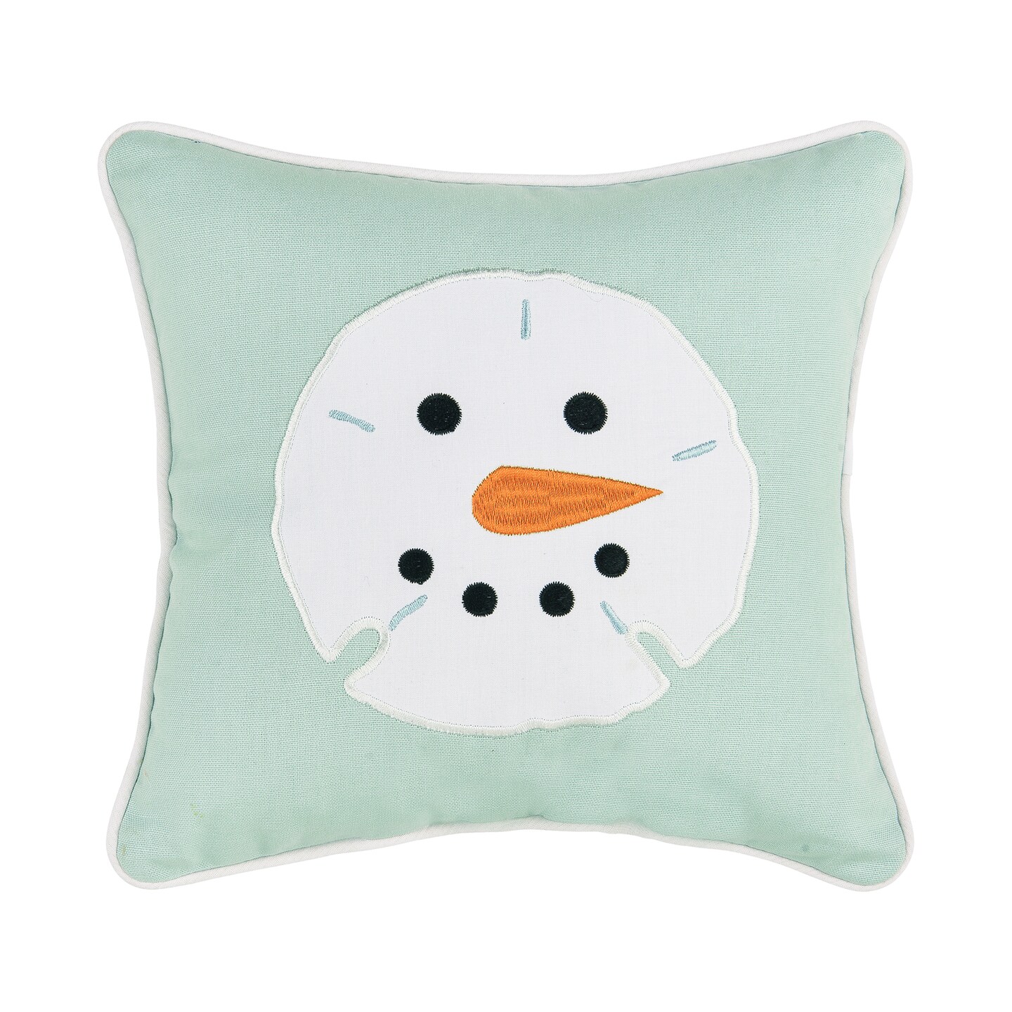 10" x 10" Sand Dollar Shaped Snowman Face Christmas Accent Pillow ...