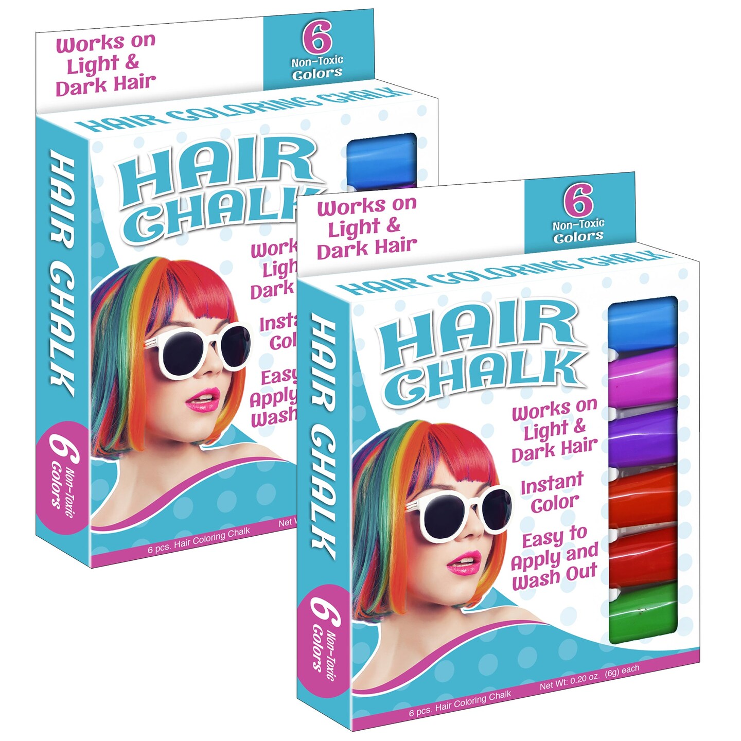 Hair Coloring Chalk, 6 Colors Per Pack, 2 Packs | Michaels
