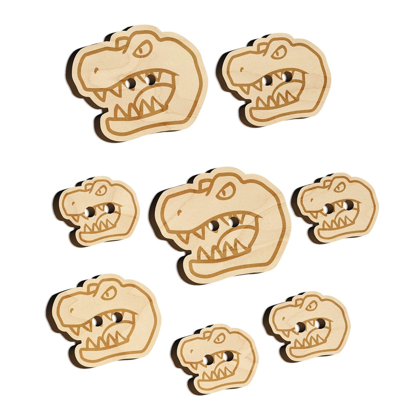 Tyrannosaurus Rex Head Wood Buttons for Sewing Knitting Crochet DIY ...