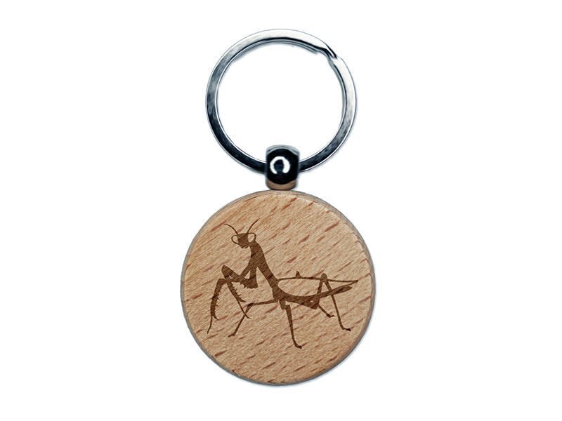 Praying Mantis Insect Engraved Wood Round Keychain Tag Charm | Michaels
