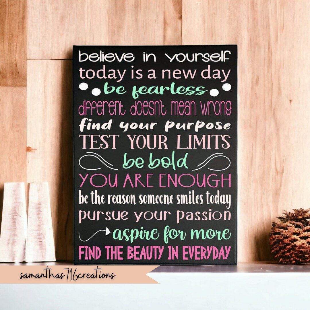 Motivational Quotes Sign For Office or Classroom Painted Canvas ...