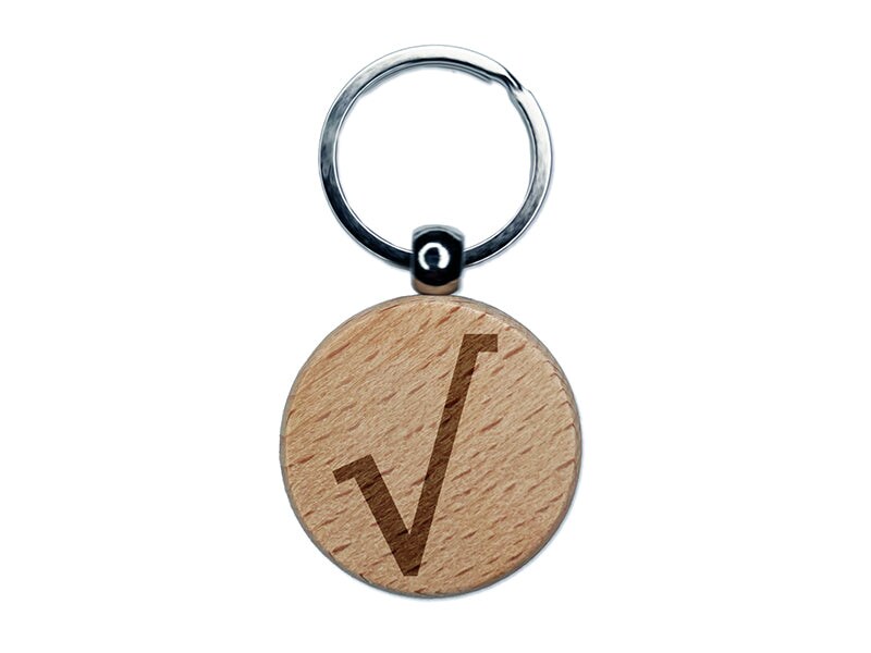 Square Root Math Symbol Engraved Wood Round Keychain Tag Charm | Michaels
