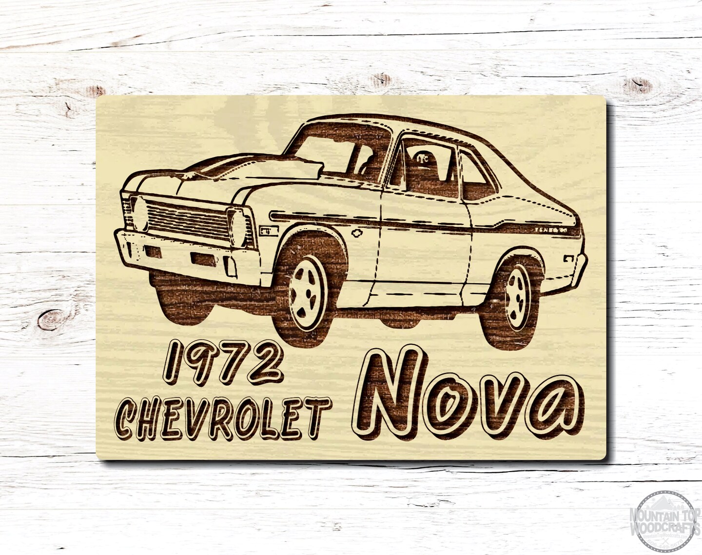 1972 Chevrolet Nova Chevy Muscle Car Wooden Sign Plaque Laser Engraved ...