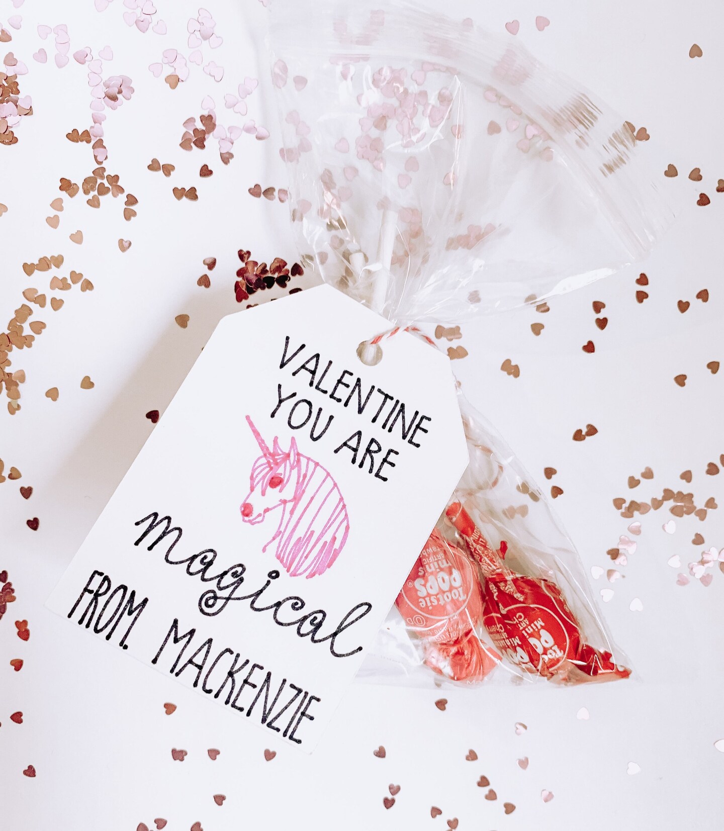 Personalized unicorn Valentine’s Day gift tags, kids unicorn cookies ...