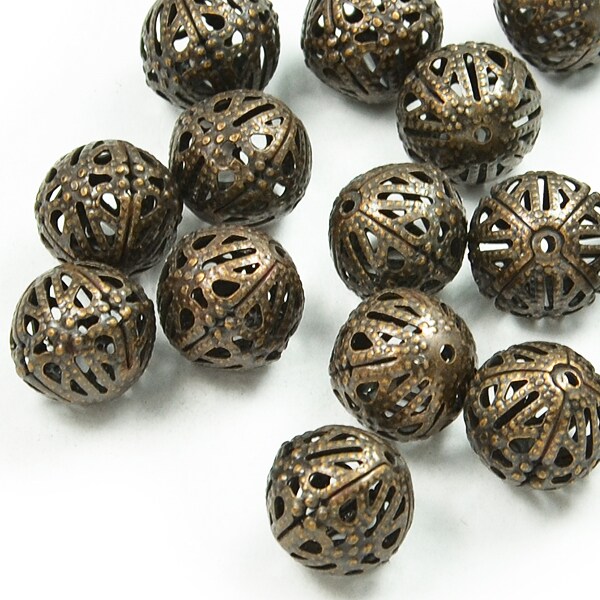 14mm x 14mm Round Filigree Metal Beads 8 Inch Strand | Michaels