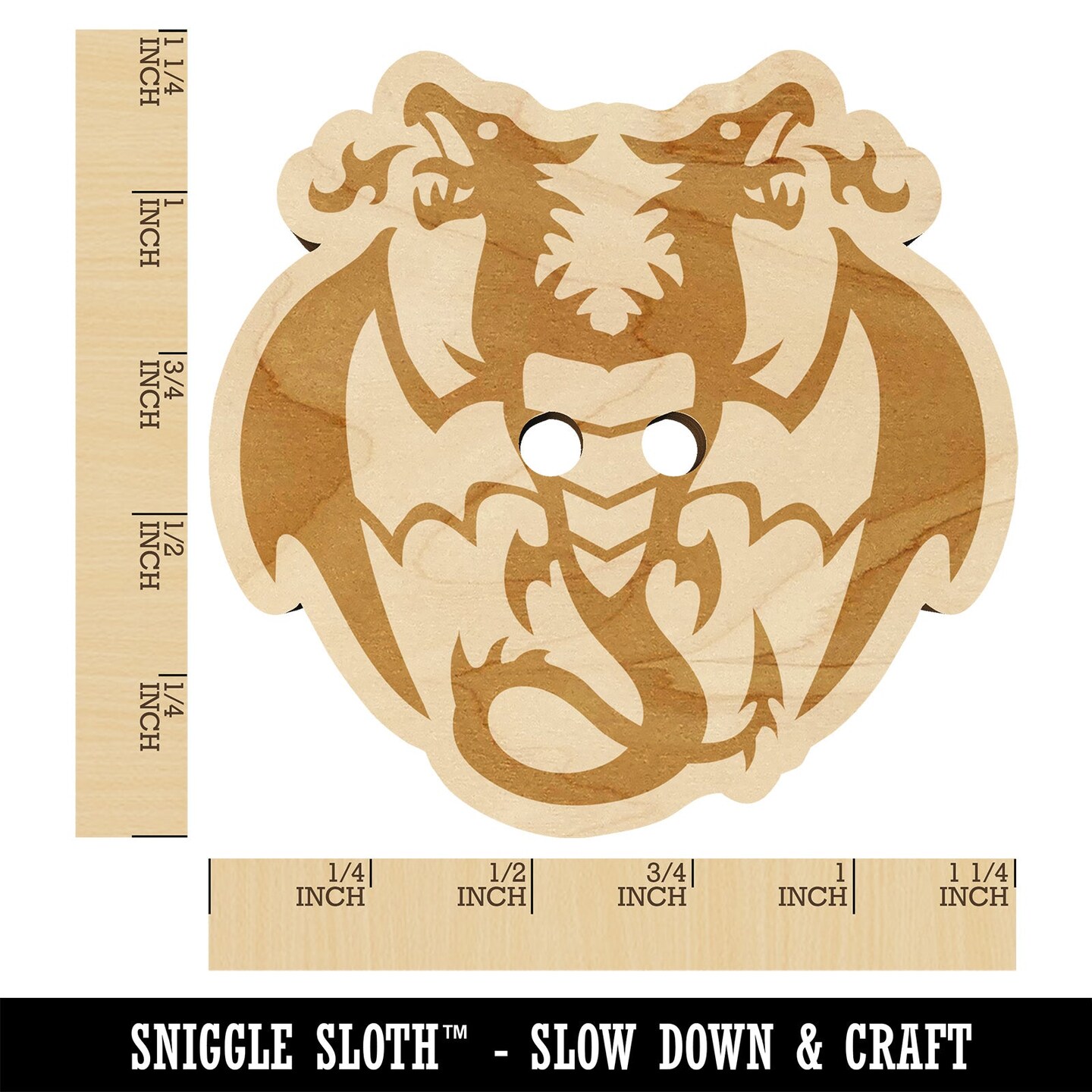 Two Headed Dragon Drake Wyvern Wood Buttons for Sewing Knitting Crochet ...