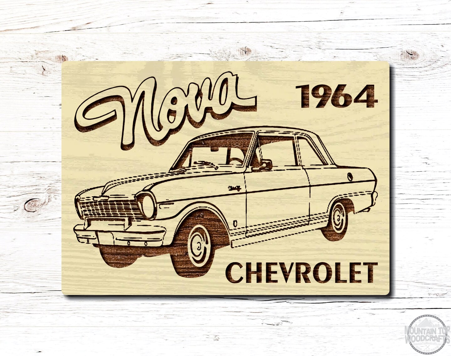 1964 Chevrolet Nova Chevy Wooden Sign Plaque Laser Engraved Vehicle ...
