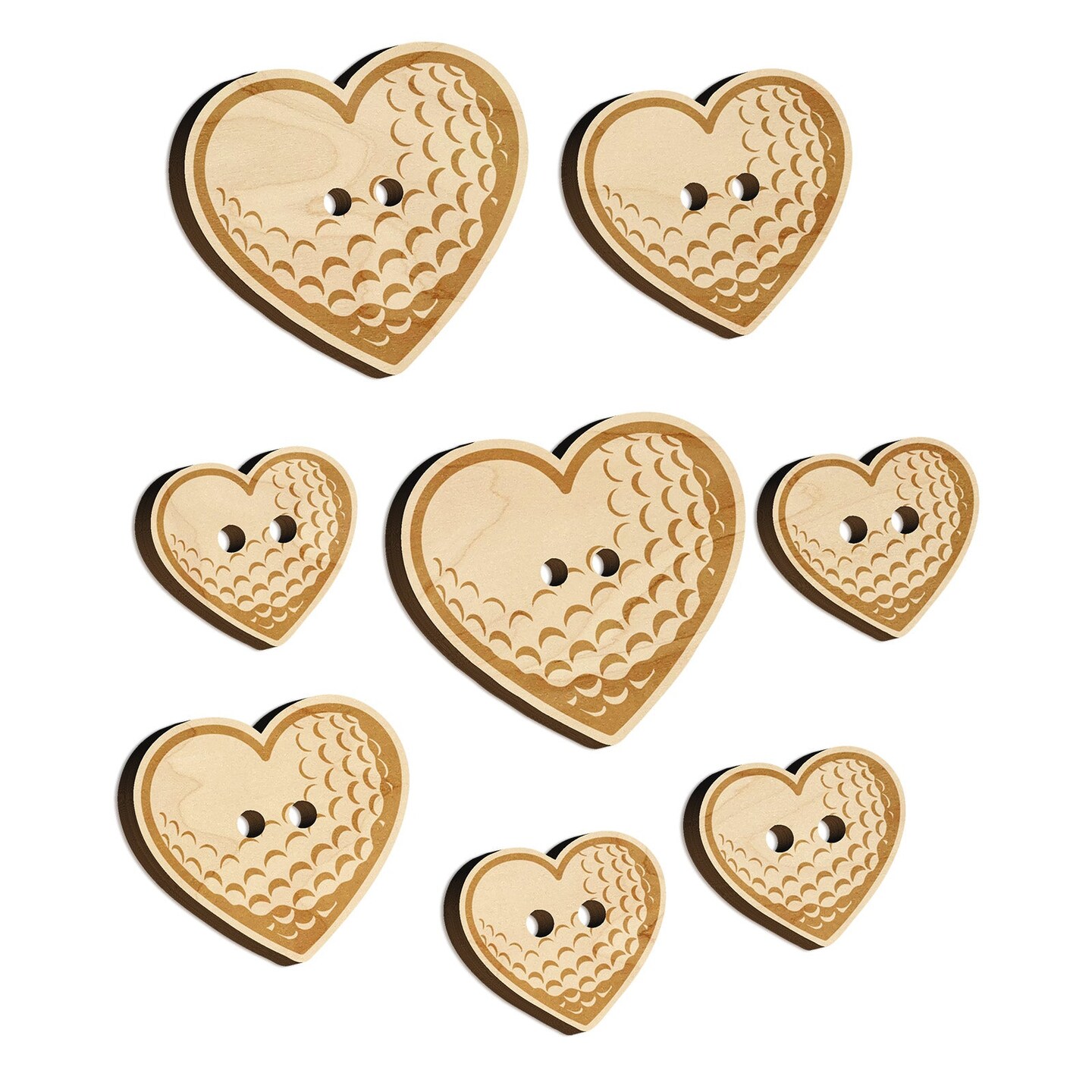 Heart Shaped Golf Ball Sports Wood Buttons for Sewing Knitting Crochet ...