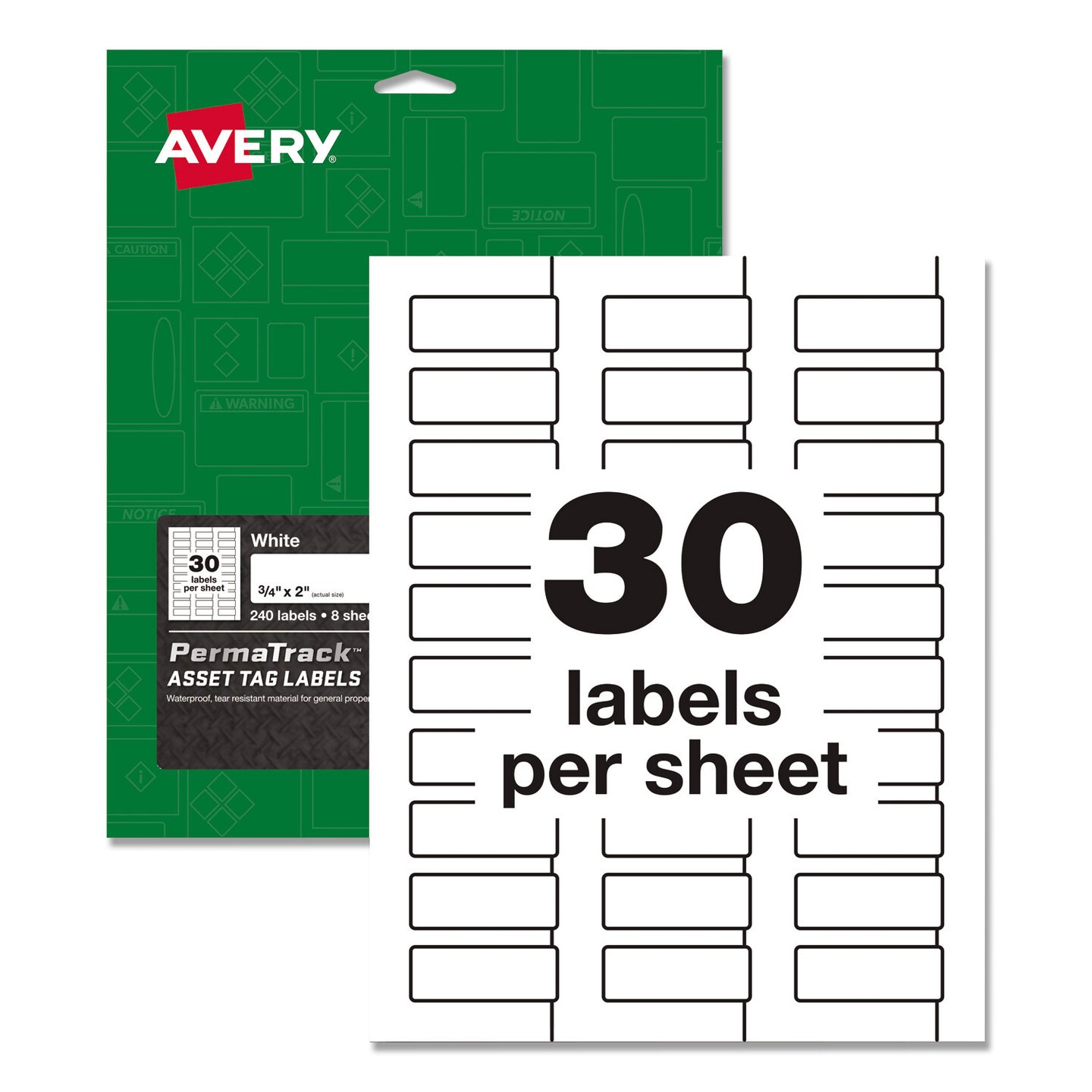 Avery PermaTrack Durable White Asset Tag Labels, Laser Printers, 0.75 x ...