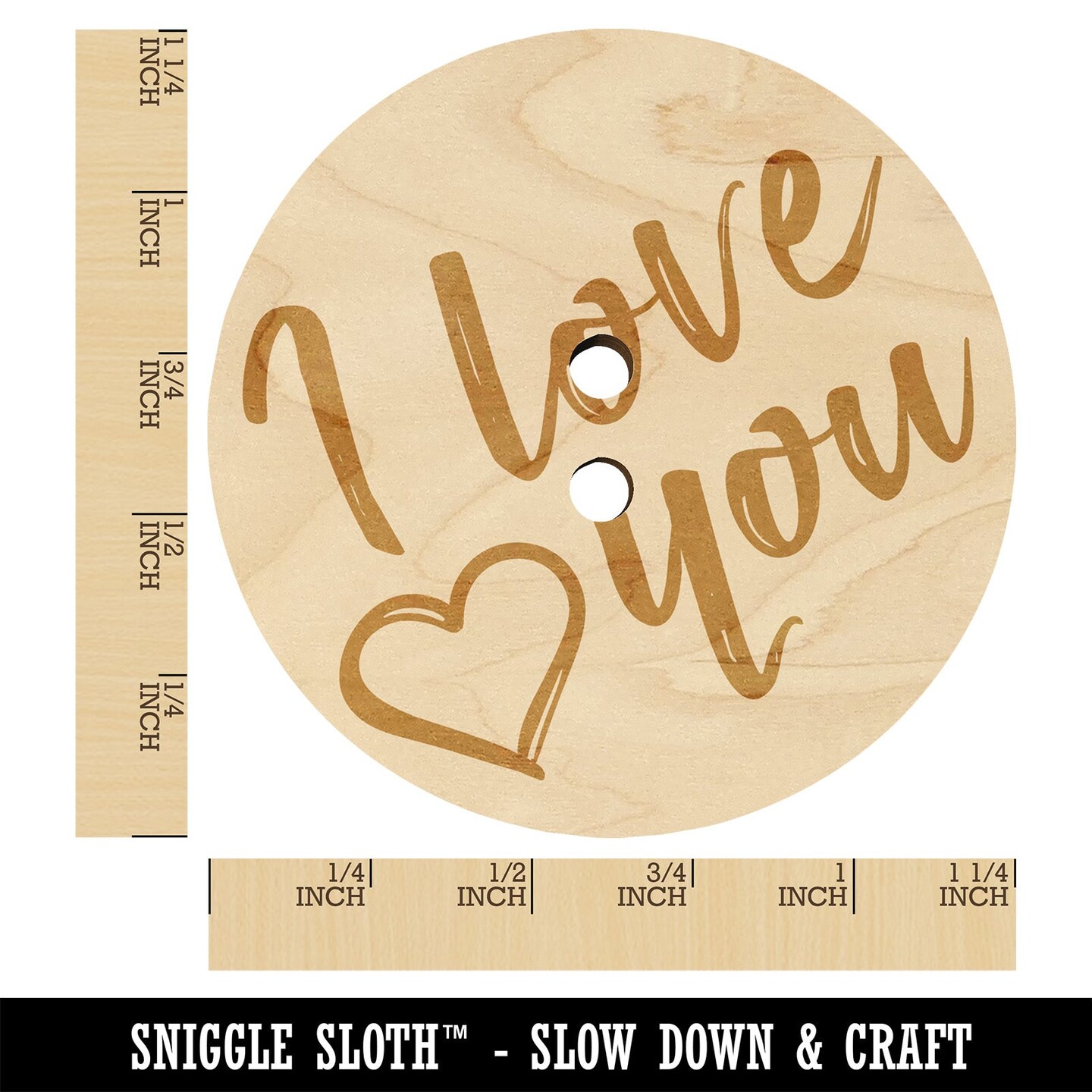 I Love You in English Heart Wood Buttons for Sewing Knitting Crochet ...