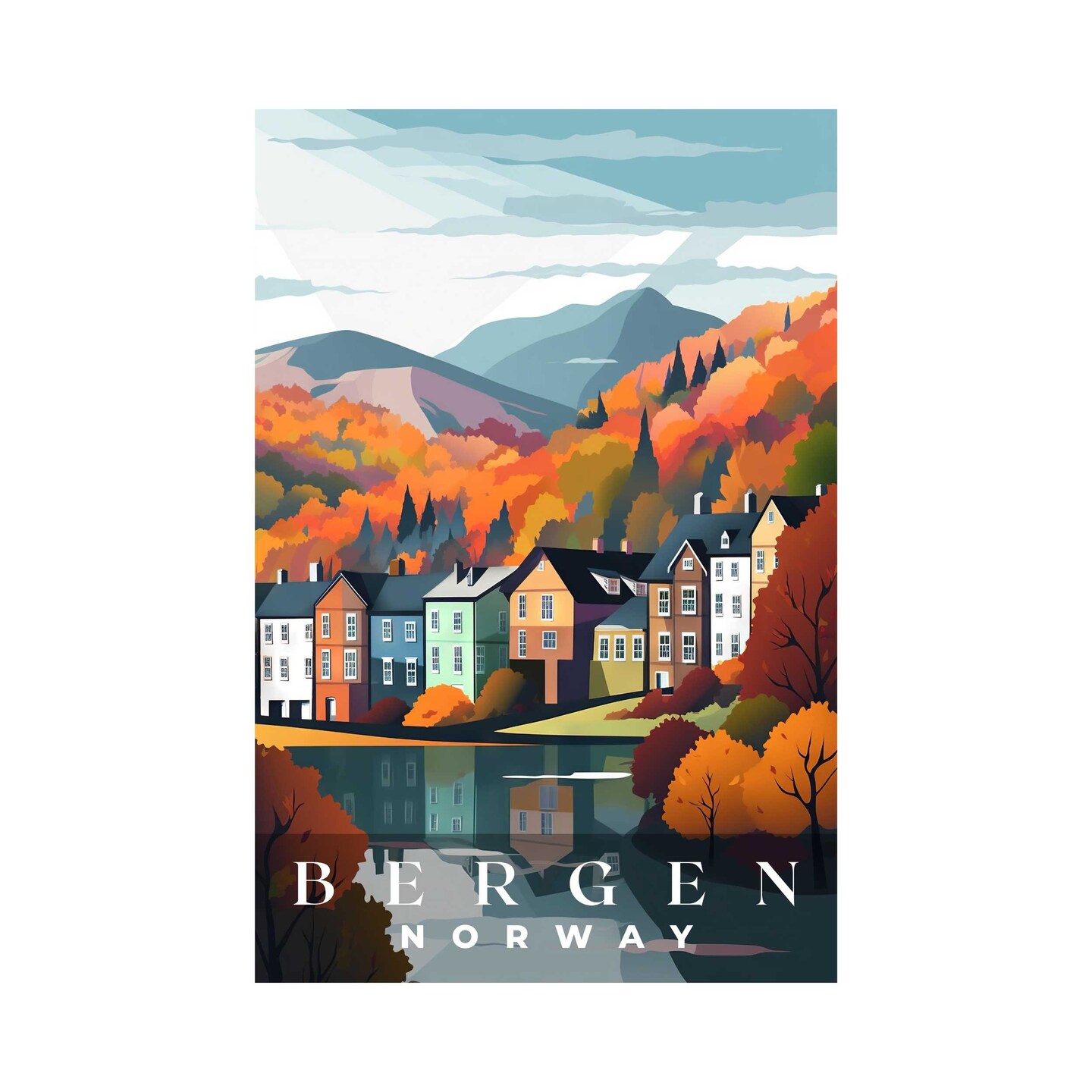 Bergen Poster, World Travel Print, Office Poster, Home Decor | S2 ...