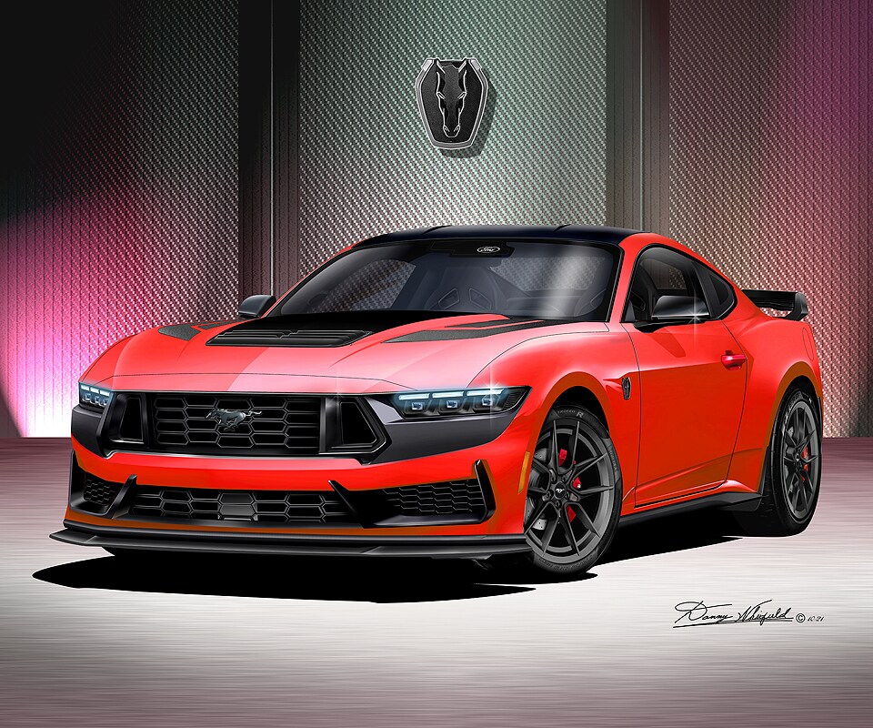 2024 Mustang Car Art Prints by Danny Whitfield | Dark Horse - Race Red ...