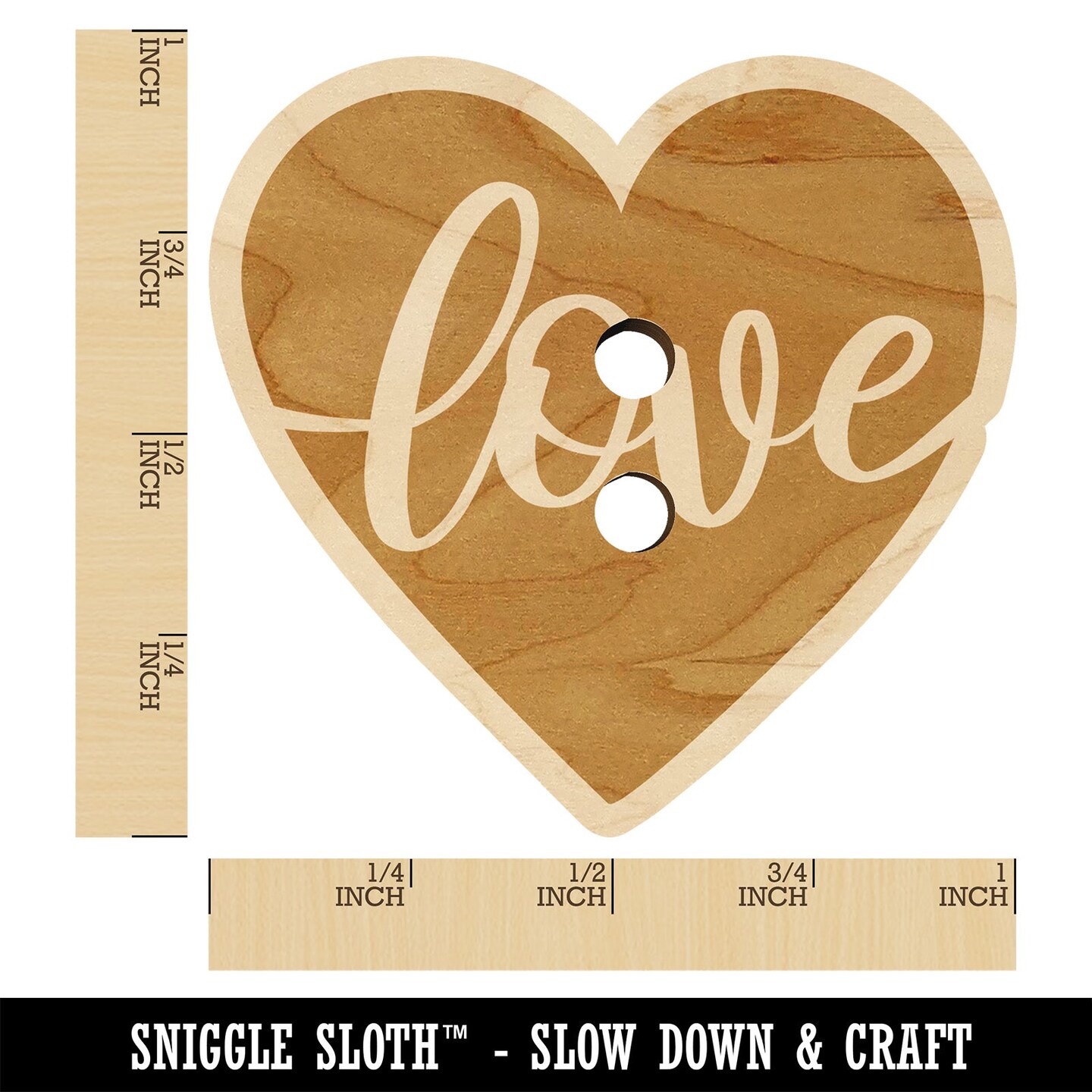 Love Script in Heart Wood Buttons for Sewing Knitting Crochet DIY Craft ...