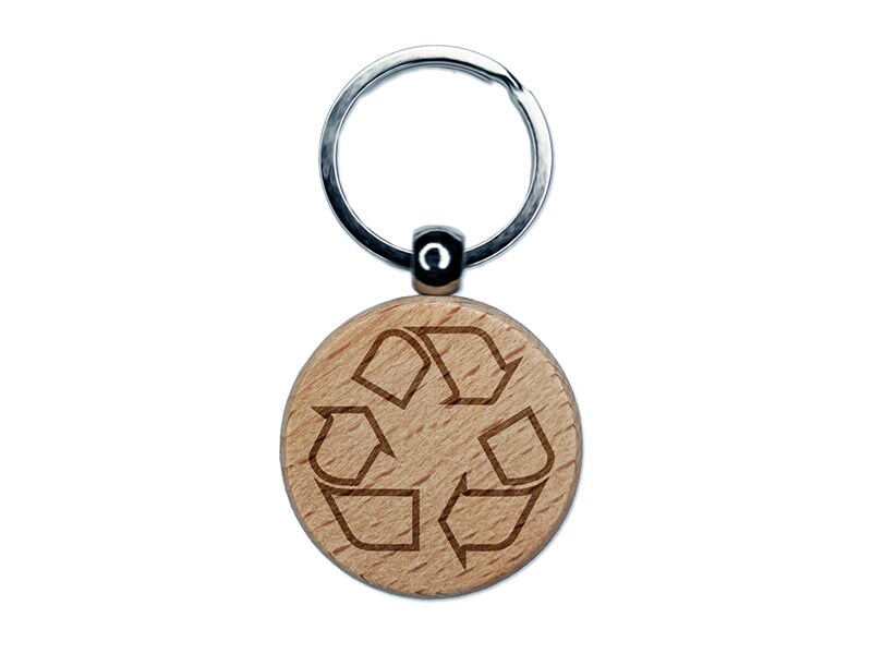 Recycle Symbol Outline Engraved Wood Round Keychain Tag Charm | Michaels