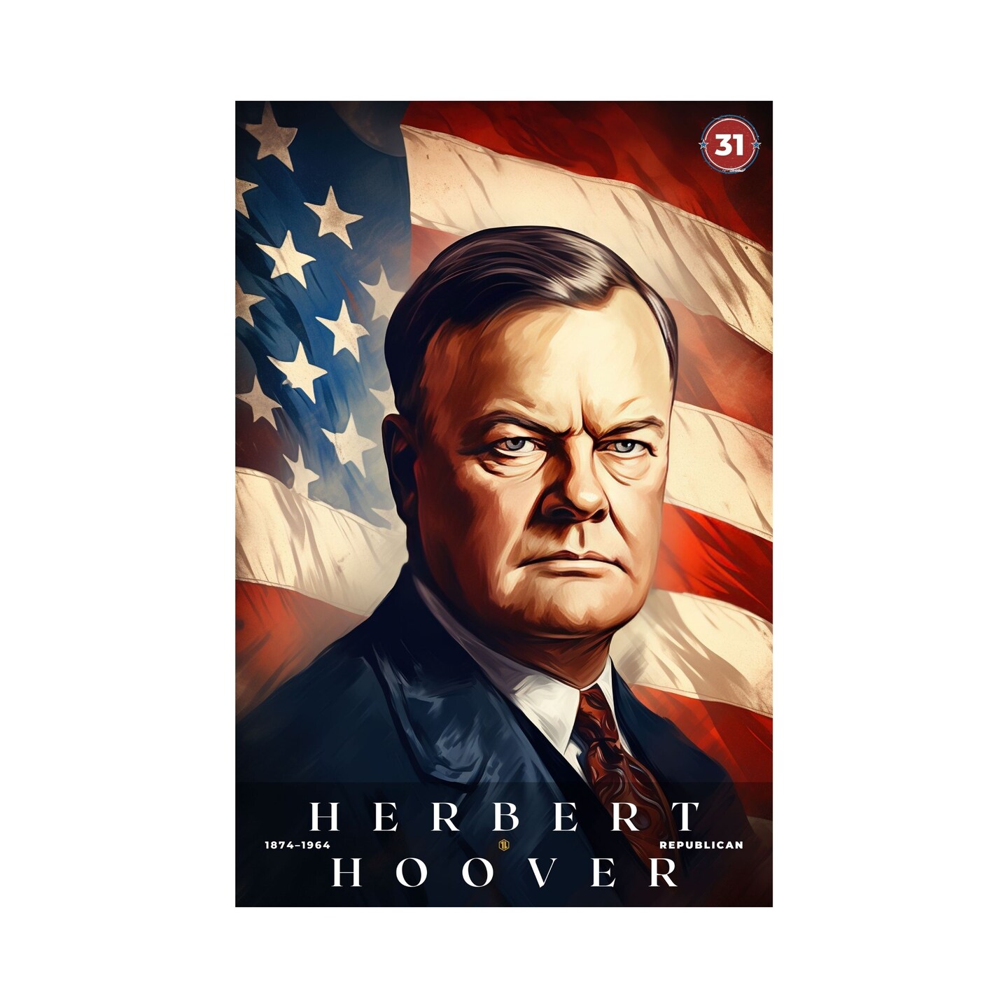 Herbert Hoover Poster, US President Print, Office Poster, Home Decor ...