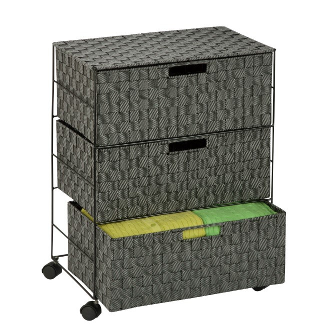 3 Woven Drawer Rolling Storage Chest, Salt and Pepper | Michaels