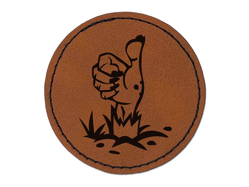 Zombie Hand Thumbs Up Halloween Good Job Round Iron-On Engraved Faux ...