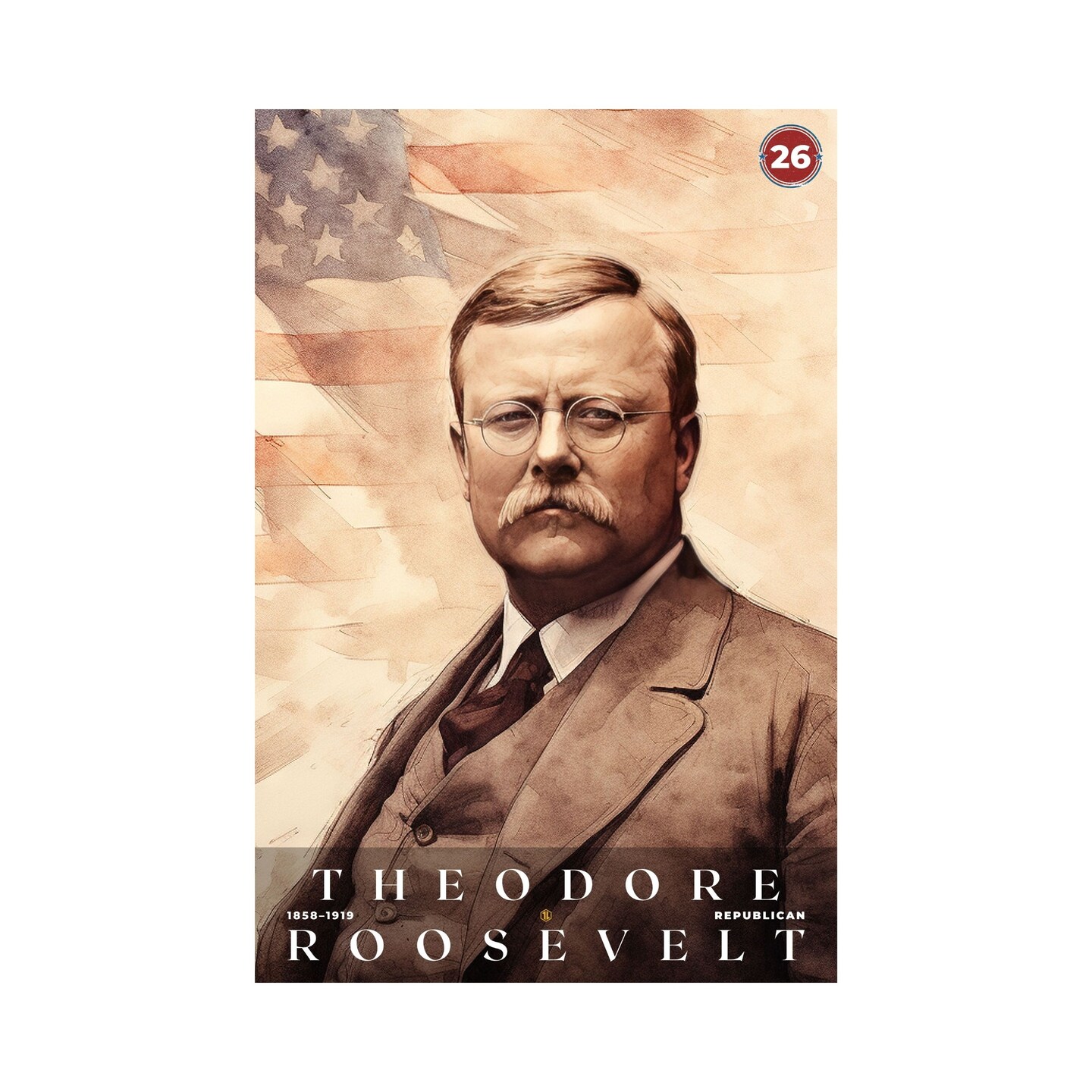 Theodore Roosevelt Poster, US President Print, Office Poster, Home ...
