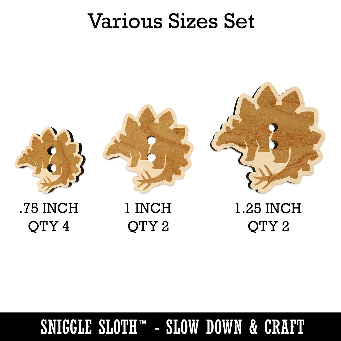Stegosaurus the Spikey Dinosaur Wood Buttons for Sewing Knitting ...