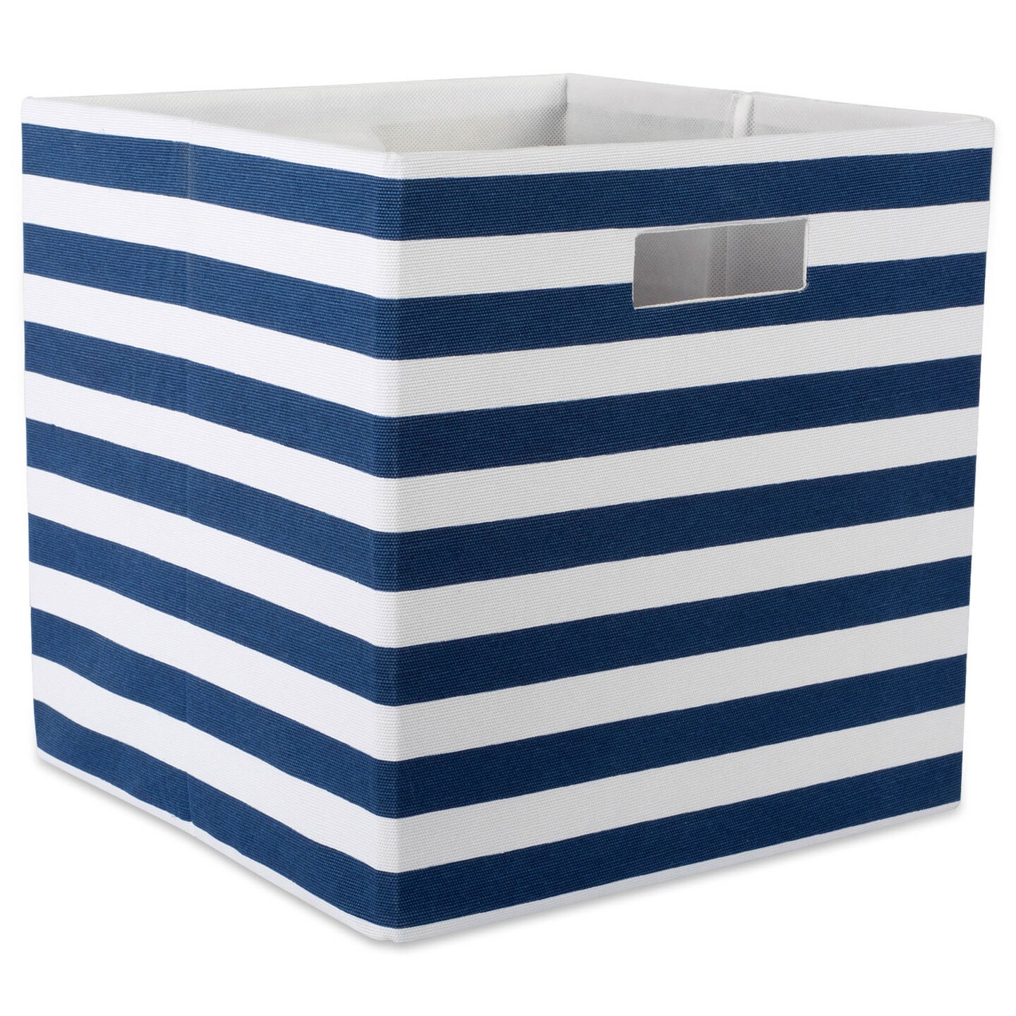 Contemporary Home Living Nautical Blue Polyester Cube Storage Bin with ...
