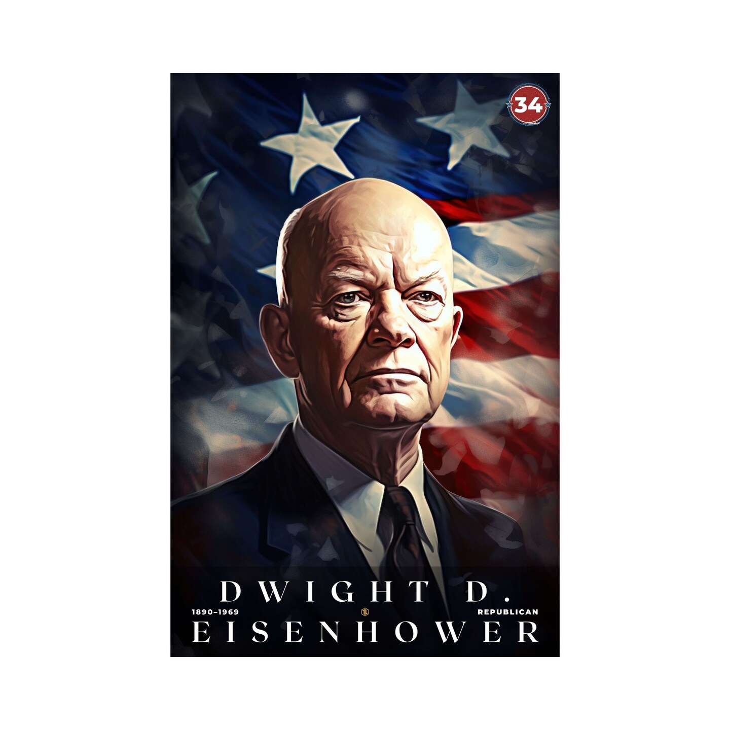 Dwight D. Eisenhower Poster, US President Print, Office Poster, Home ...