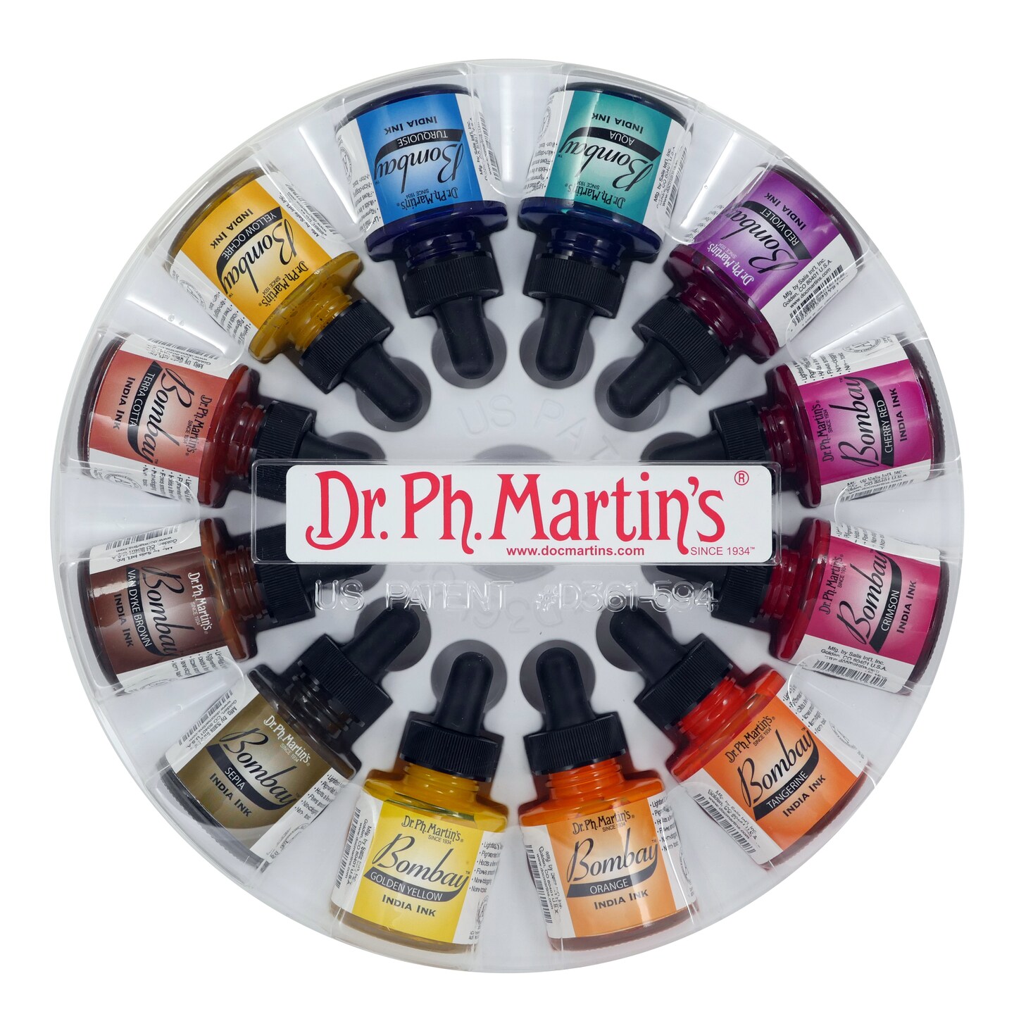 Dr. Ph. Martin's Bombay India Ink Set #2, 12-Colors, 1 oz. Bottles ...