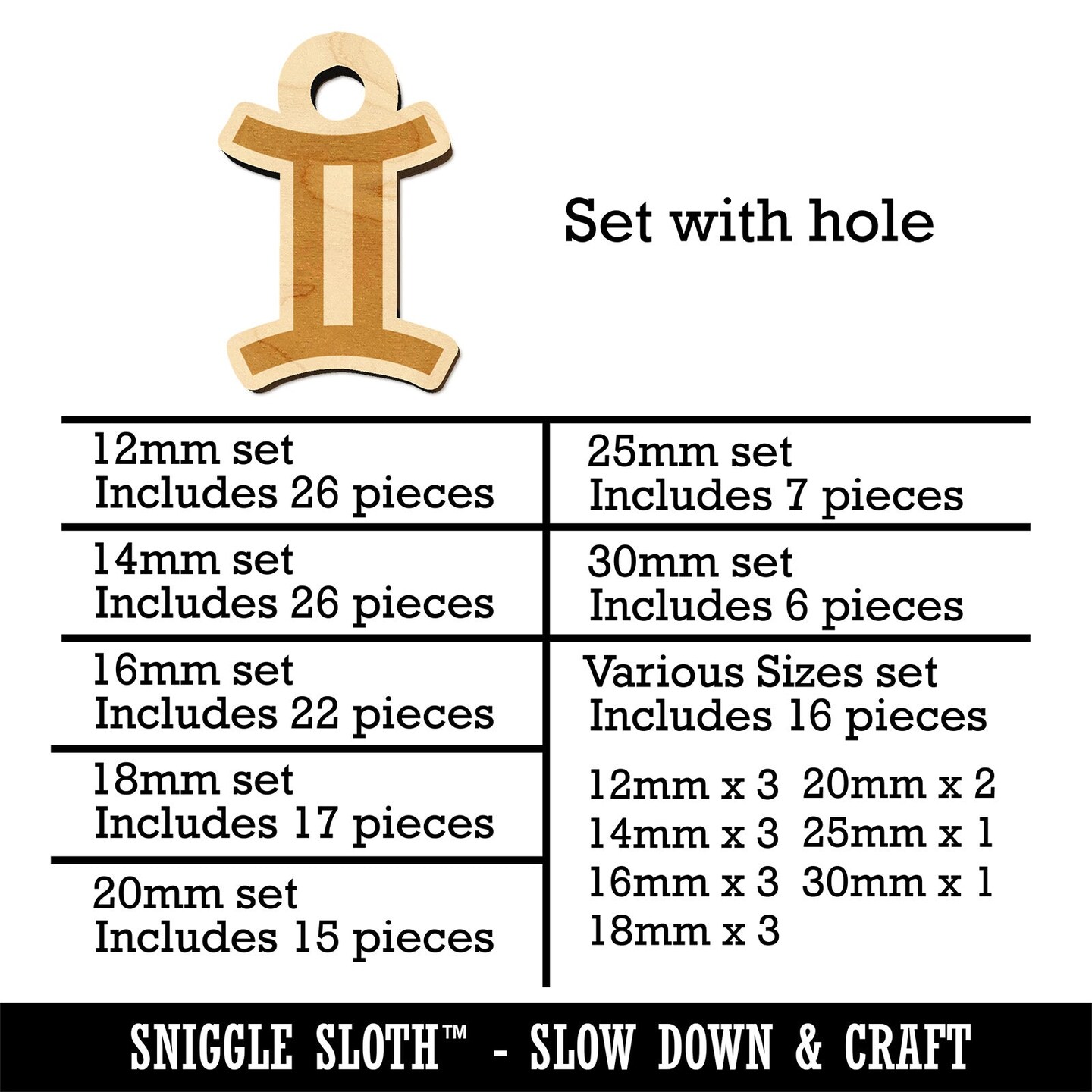 Gemini Horoscope Astrological Zodiac Sign Mini Wood Shape Charms ...